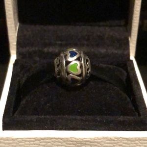 Pandora | Jewelry | Rare Pandora Green Blue Heart Charm | Poshmark